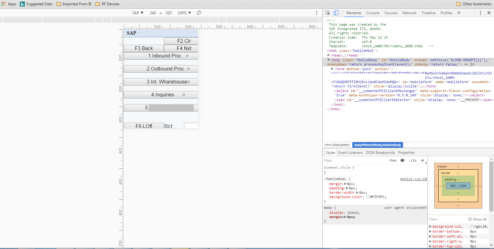 Sap Abap Central Simulation Of Itsmobile Applications From Chrome Browser