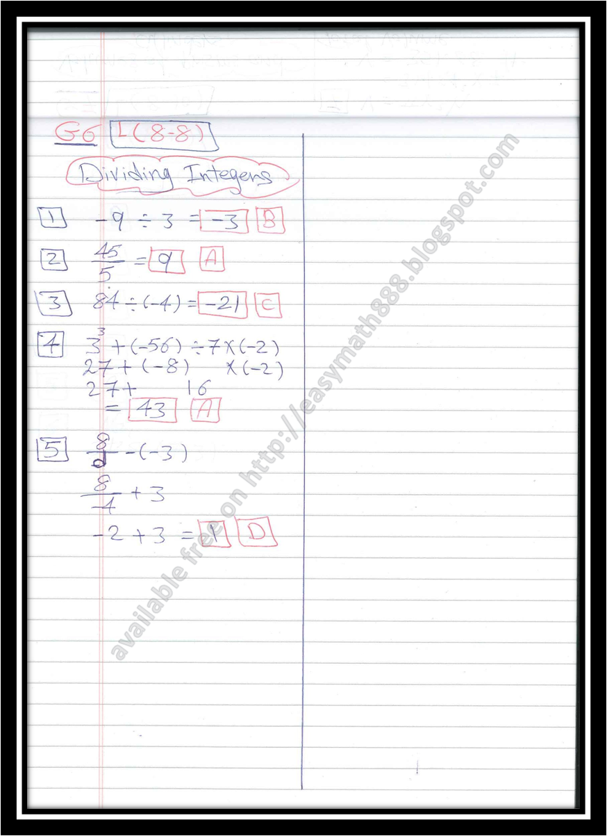 G6 Worksheets ~ Easy Math