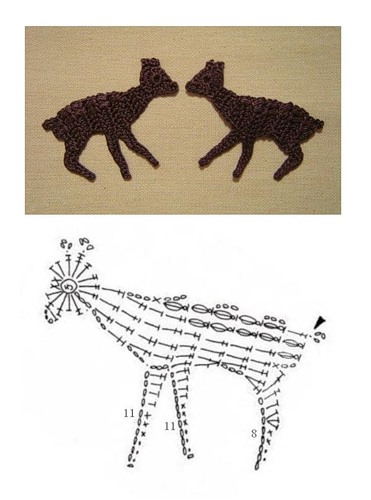 Crochetpedia: 2D Crochet Deer Appliques