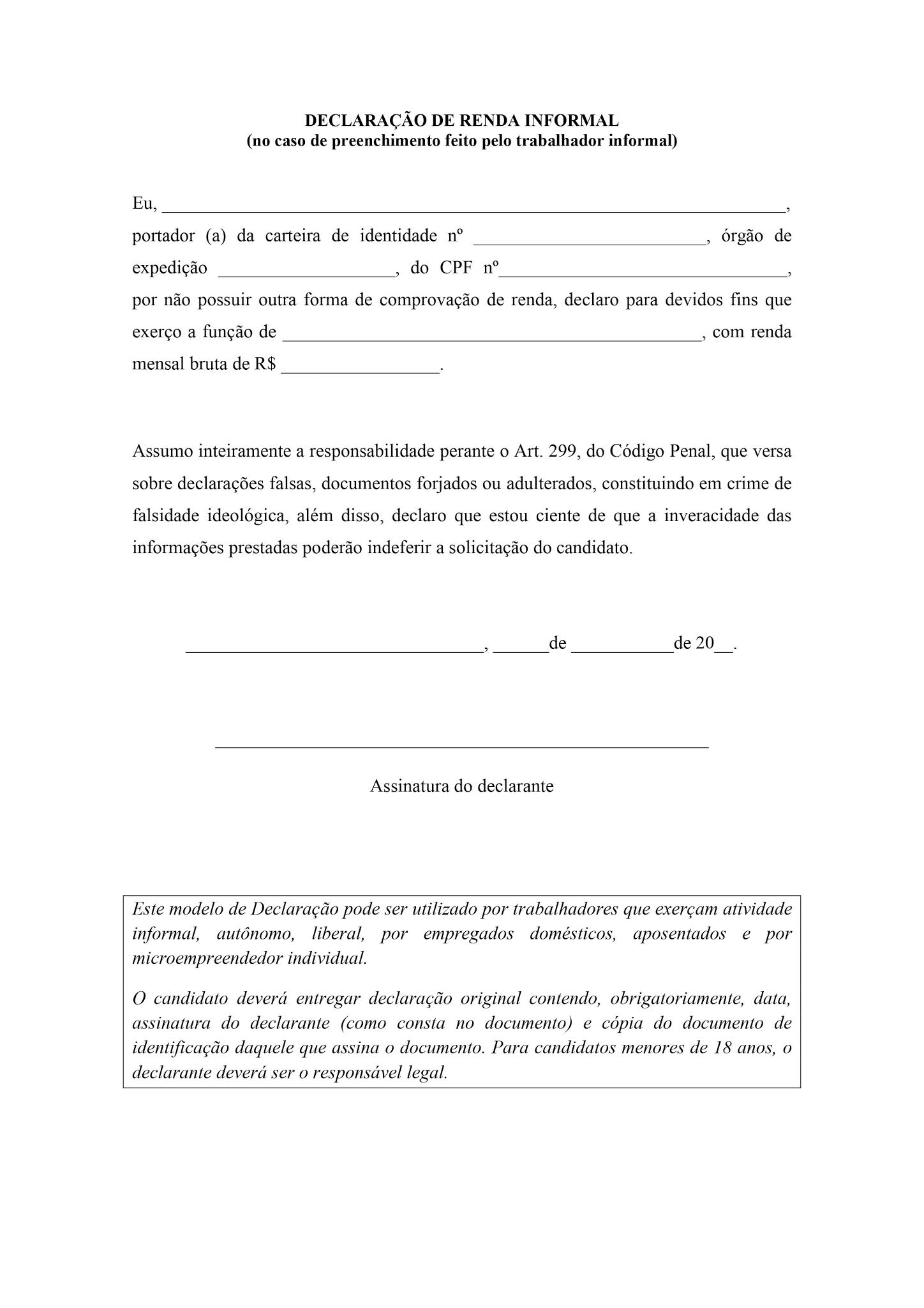 Modelo De Declara O Simples Modelo De Declara O Simples
