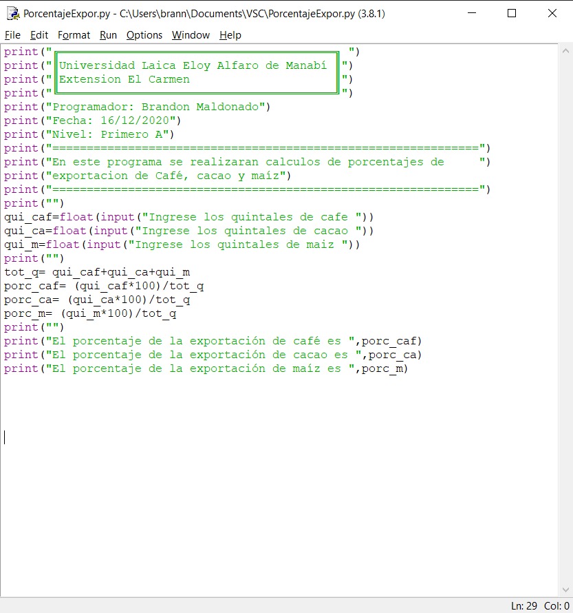 Codificación de las Exportaciones de quintales (En Python)