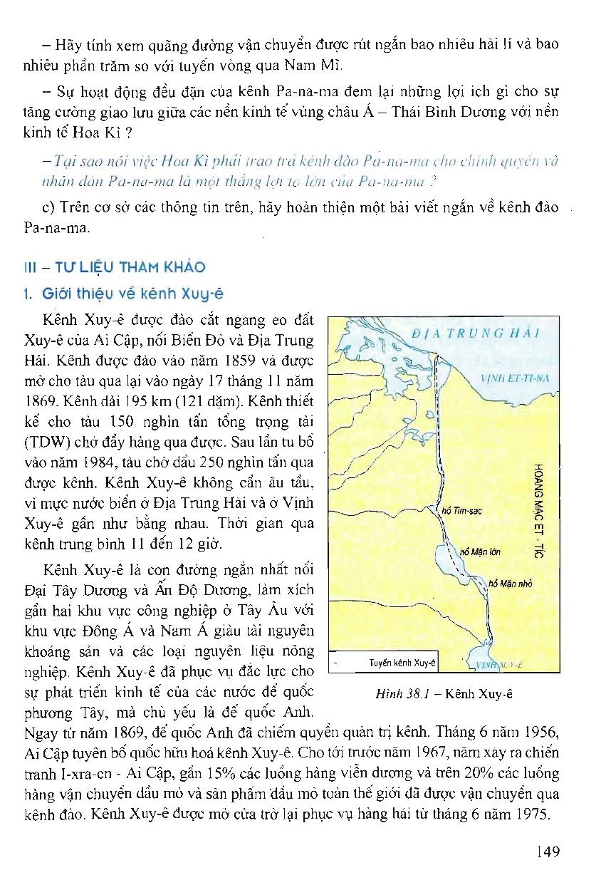 Bài 38: Thực hành: Viết báo cáo ngắn về kênh đào Xuy-ê và kênh dào Pa ...