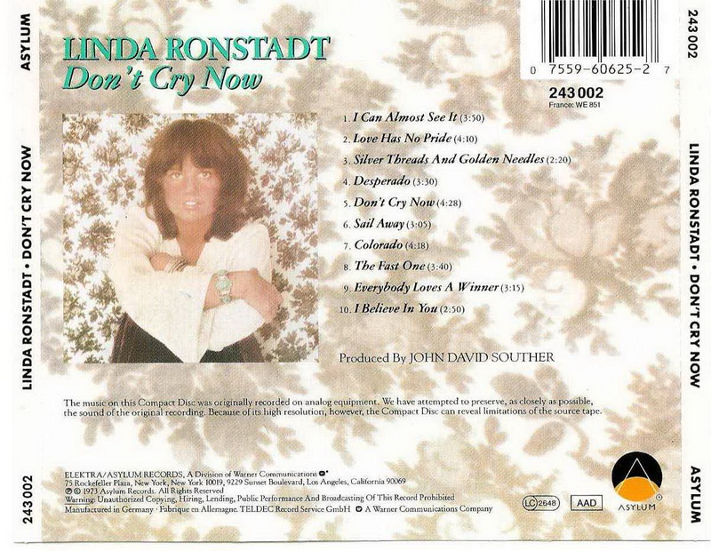 ENTRE MUSICA: LINDA RONSTADT - Don't Cry Now (1973)