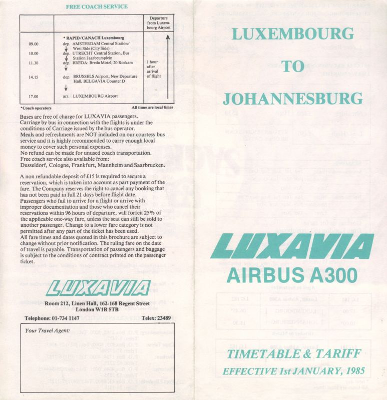 Airline memorabilia: Luxavia (1985)