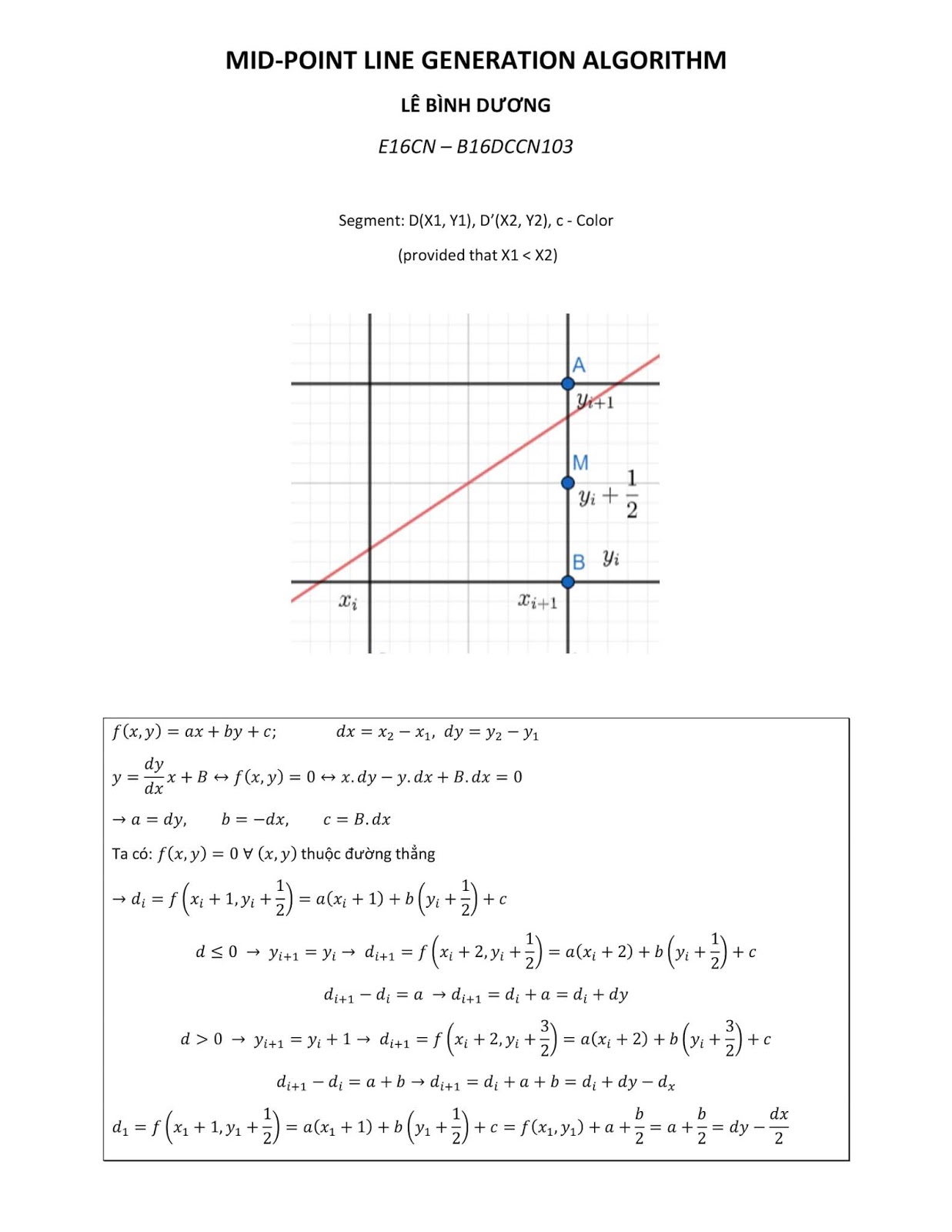 Mid Point Line Generation Algorithm Thuật Toán Vẽ đường Thẳng Mid Point Kỹ Thuật đồ Họa