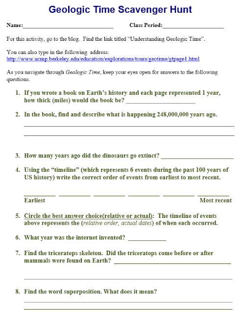 Mrs. Counts 7th grade Science Class: Geologic Time Webquest