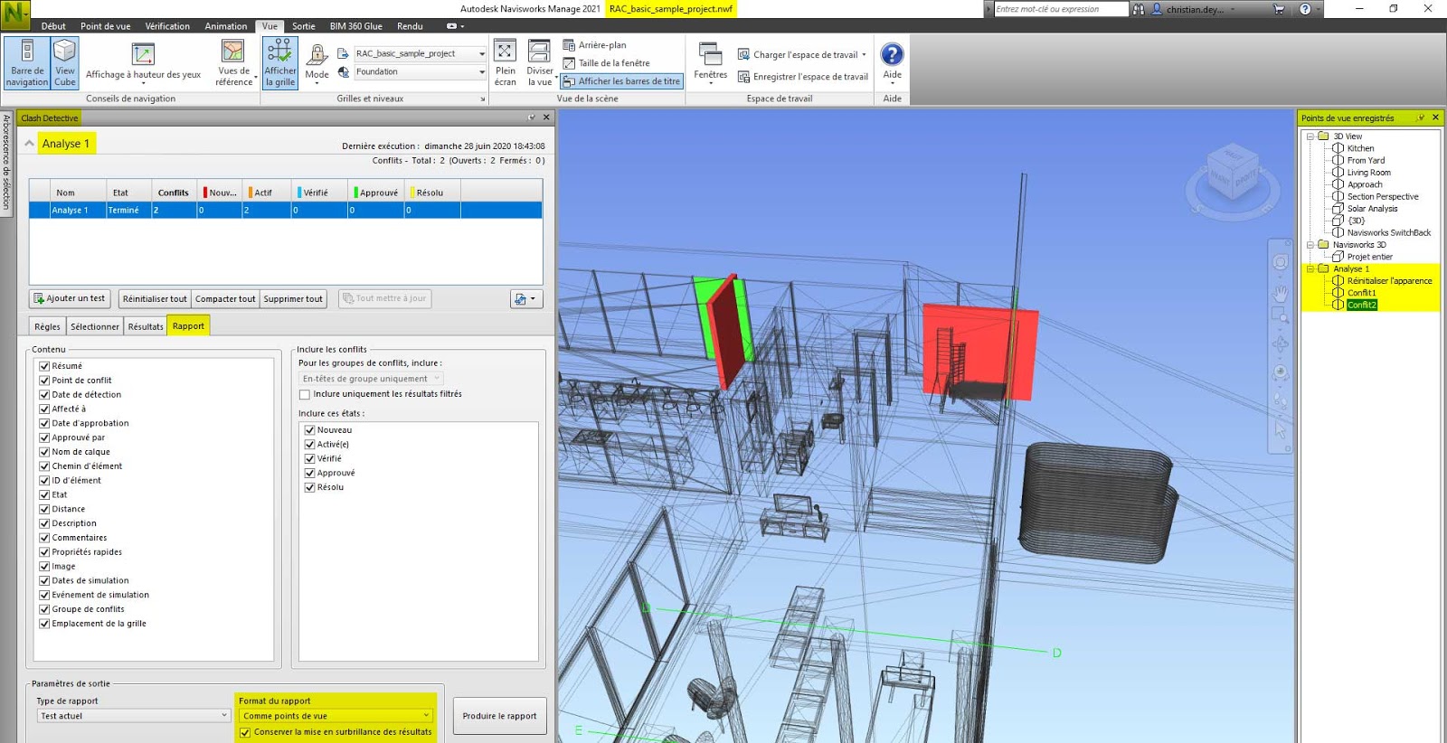 Revit-Mémo: Revit_Navisworks 2021_Switchback_Repérage des clashs dans Revit