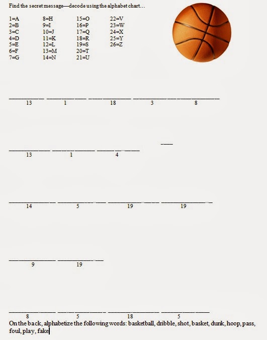 Working Mom Wonders: March Madness Decoding Activity