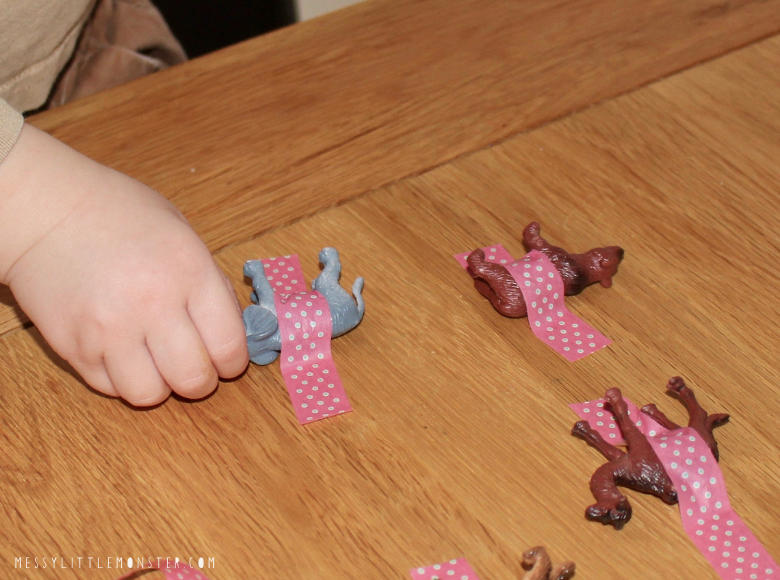 Animal Tape Rescue - Fine Motor Activity - Messy Little Monster