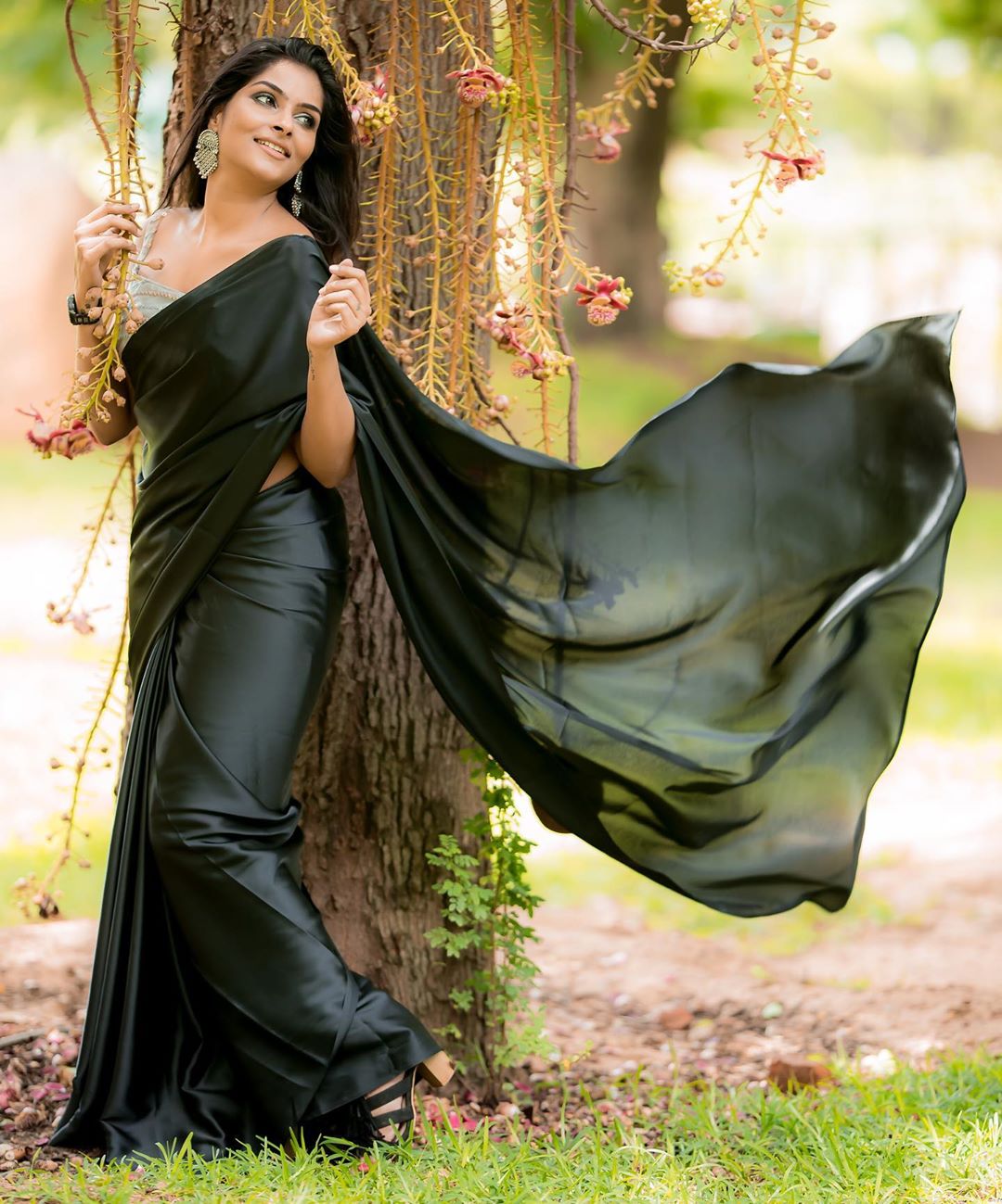 Tamil actress Subalakshmi Rangan in black saree photos - Actress ...