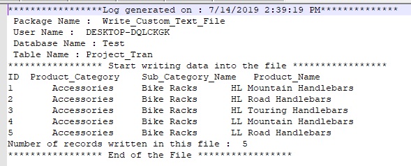 Microsoft Business Intelligence Write The Data Into The Custom Text File In Ssis