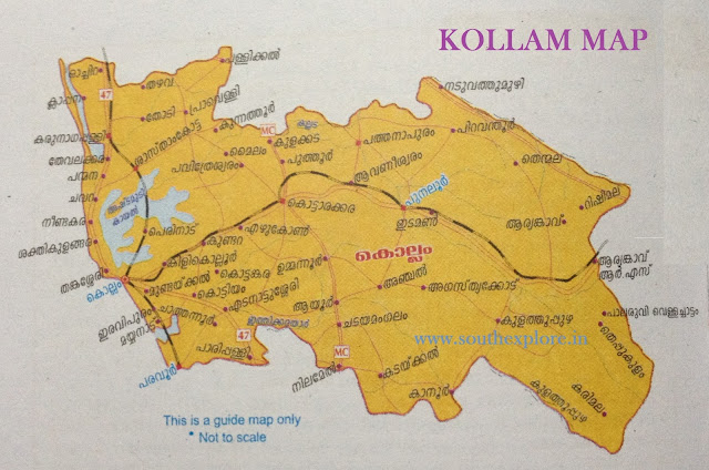 KOLLAM TOURISM MAP | TOURIST PLACES IN KOLLAM ~ SOUTH INDIA TOURISM