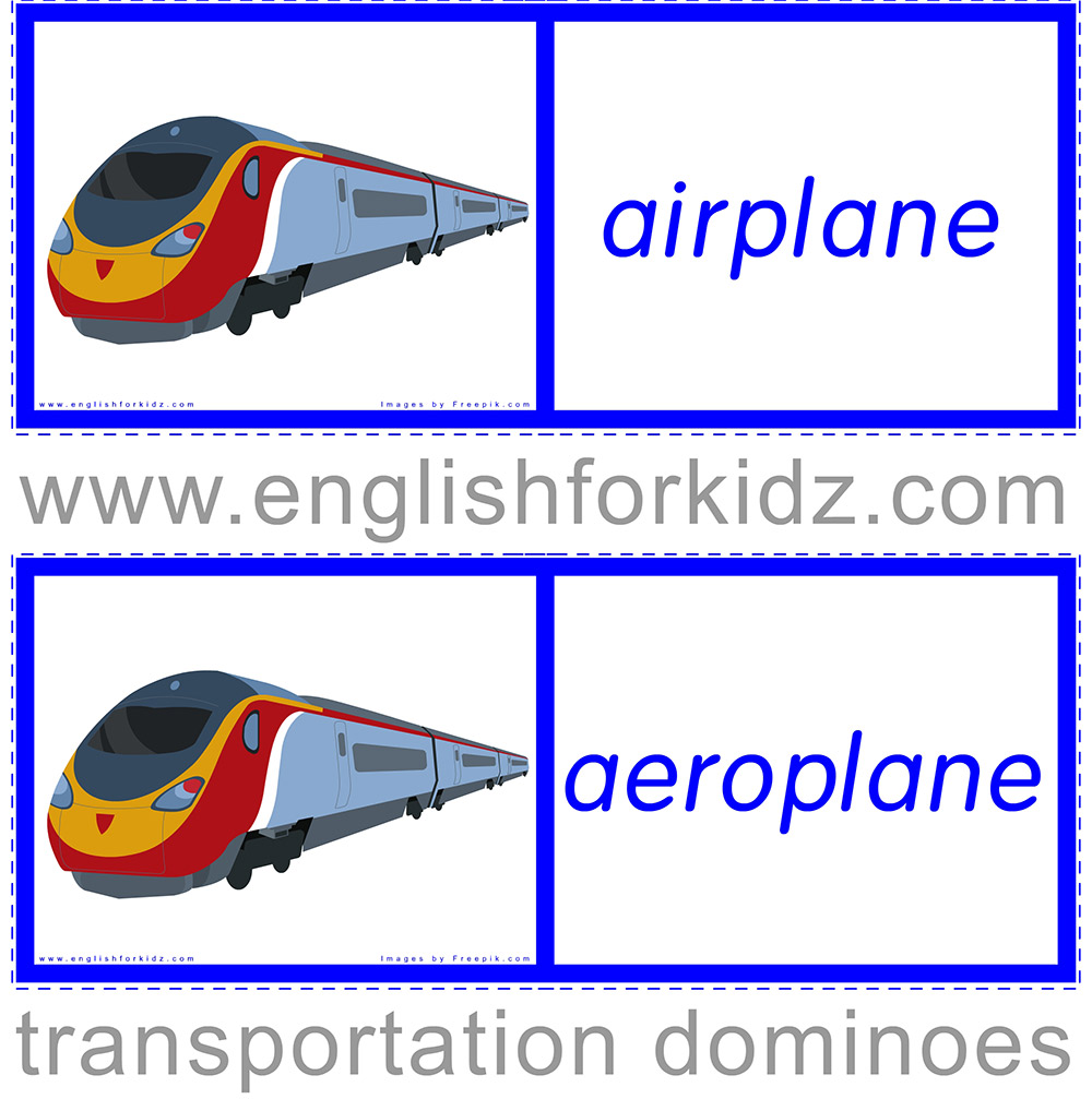 Printable Transportation Dominoes