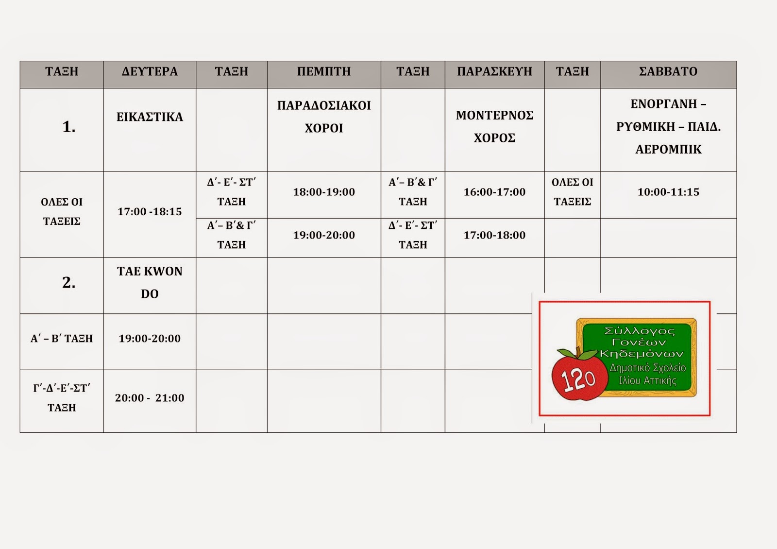 ΣΥΛΛΟΓΟΣ ΓΟΝΕΩΝ - ΚΗΔΕΜΟΝΩΝ 12ου ΔΗΜΟΤΙΚΟΥ ΣΧΟΛΕΙΟΥ ΙΛΙΟΥ: ΠΡΟΓΡΑΜΜΑ ...