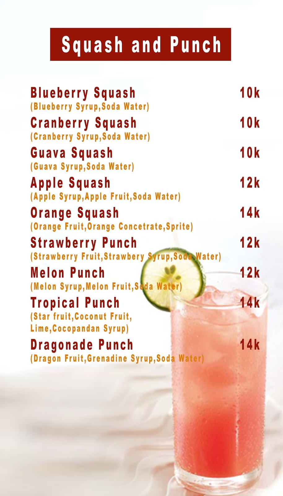 Raja Pedas: Java Juice Bar Menu