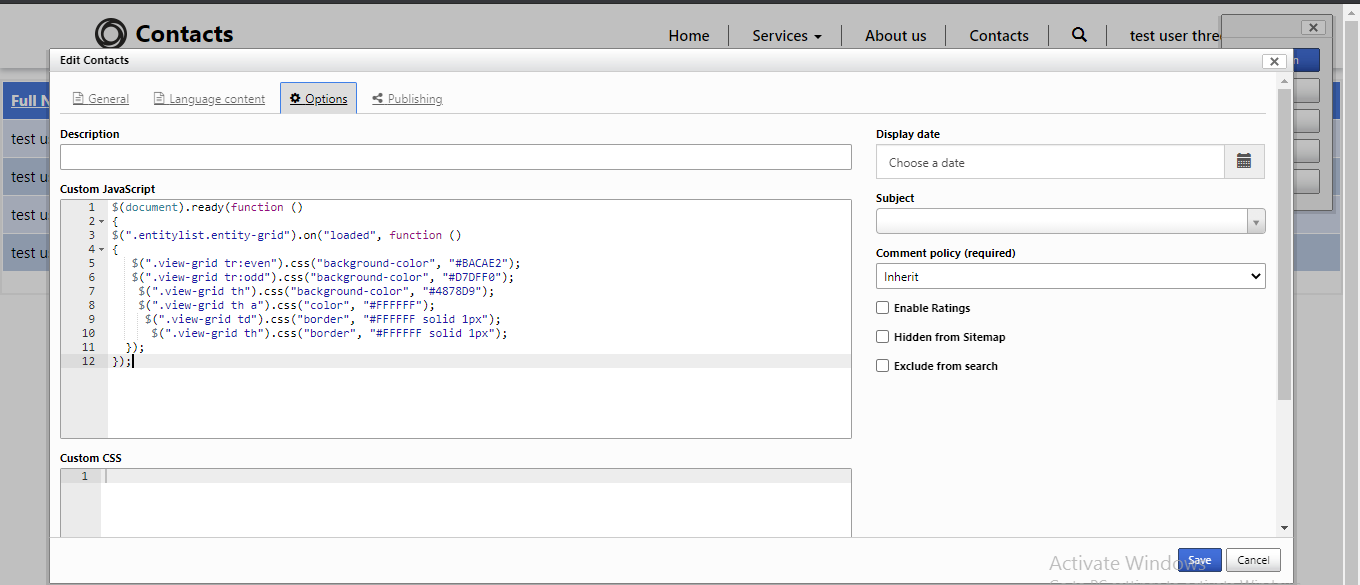 How to add alternate color to a grid (list) in D365 Portals?