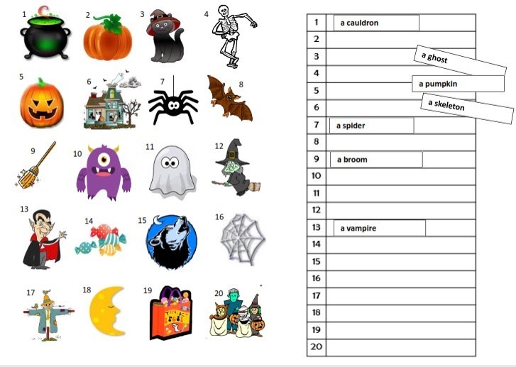 Remue Méninge: Anglais : Vocabulaire Halloween trace écrite