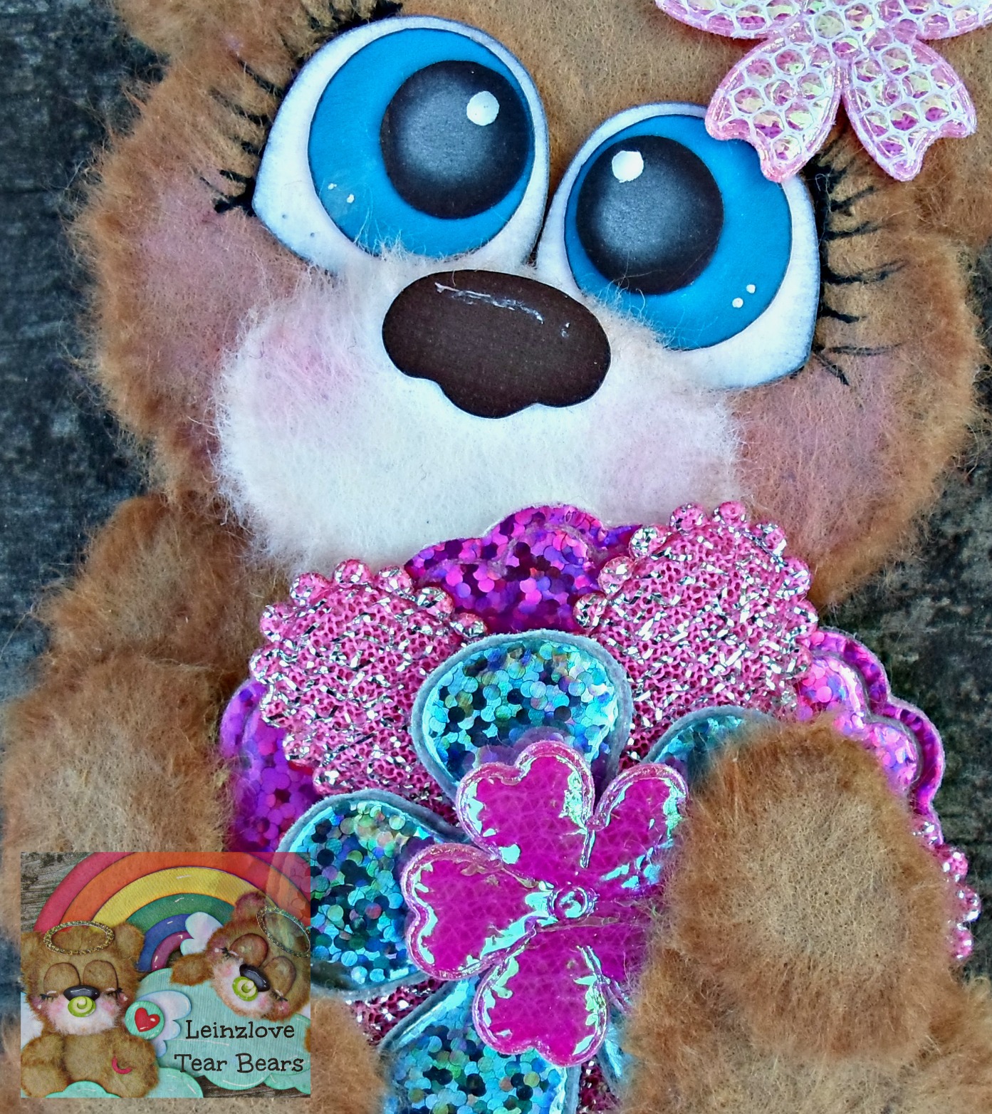 Leinzlove Tear Bears: Flower Tear Bear Scrapbook Embellishment