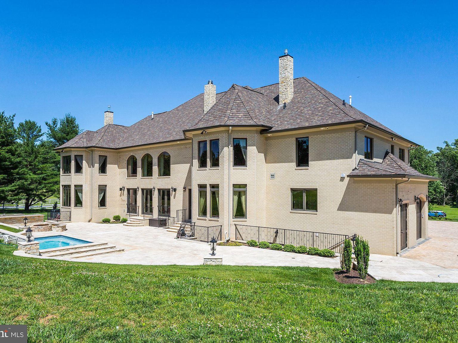 15,000 Square Foot Colonial-Style Stone and Brick Mansion In Highland ...