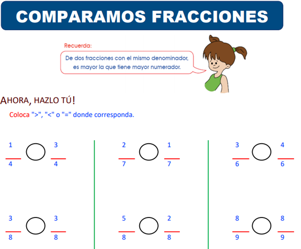 Tercer Grado - Matemáticas - Comparación de fracciones