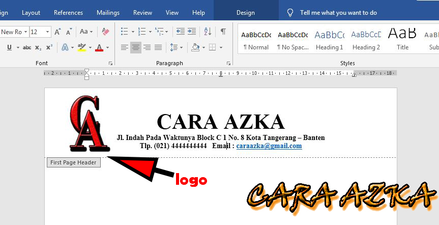 Cara Membuat Kop Surat di Header Microsoft word - CARA AZKA