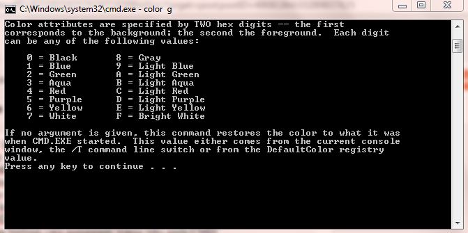 Mengganti Warna Tulisan CMD/Command Prompt - Art And Sciene
