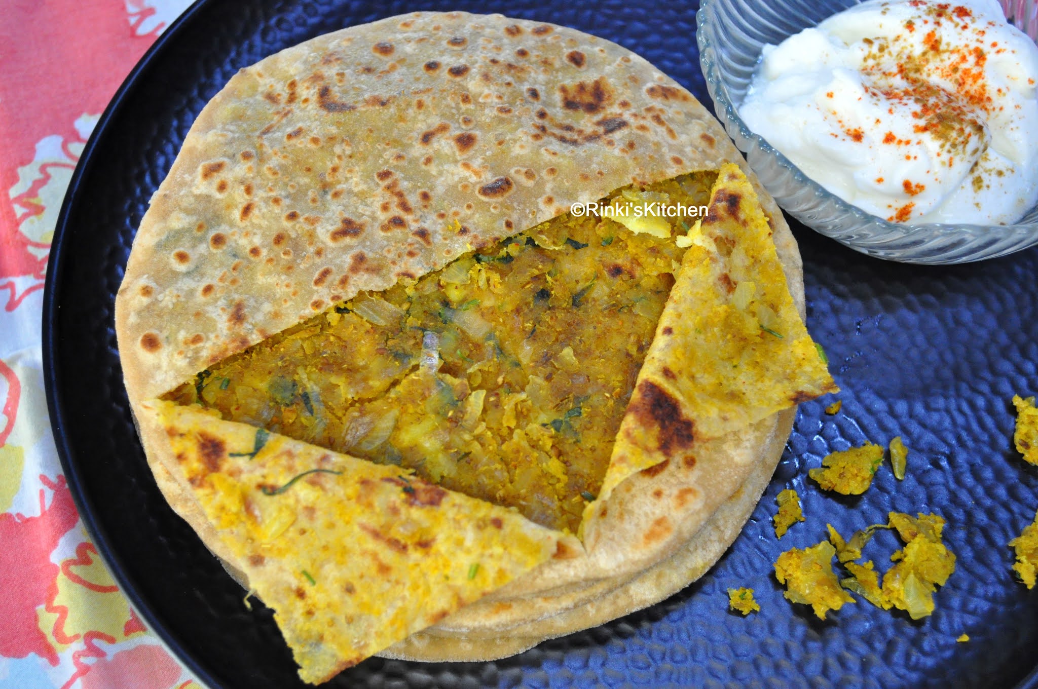 Rinki's Kitchen: Pyaz Kachori Style Paratha .... spicy onion paratha