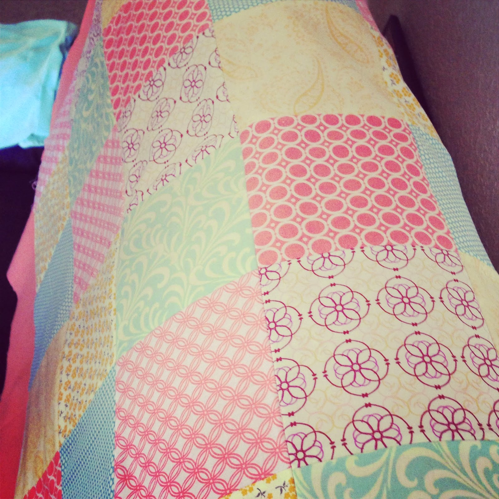 the artist & the pilot: {Pink, Blue and Yellow Pieced Quilt }