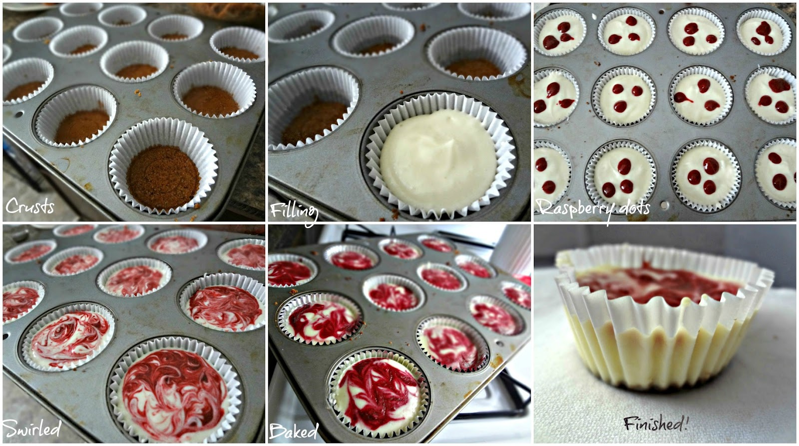 The Cooking Actress: Mini Raspberry Swirl Cheesecakes