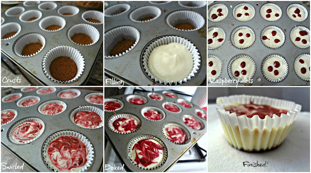 The Cooking Actress: Mini Raspberry Swirl Cheesecakes