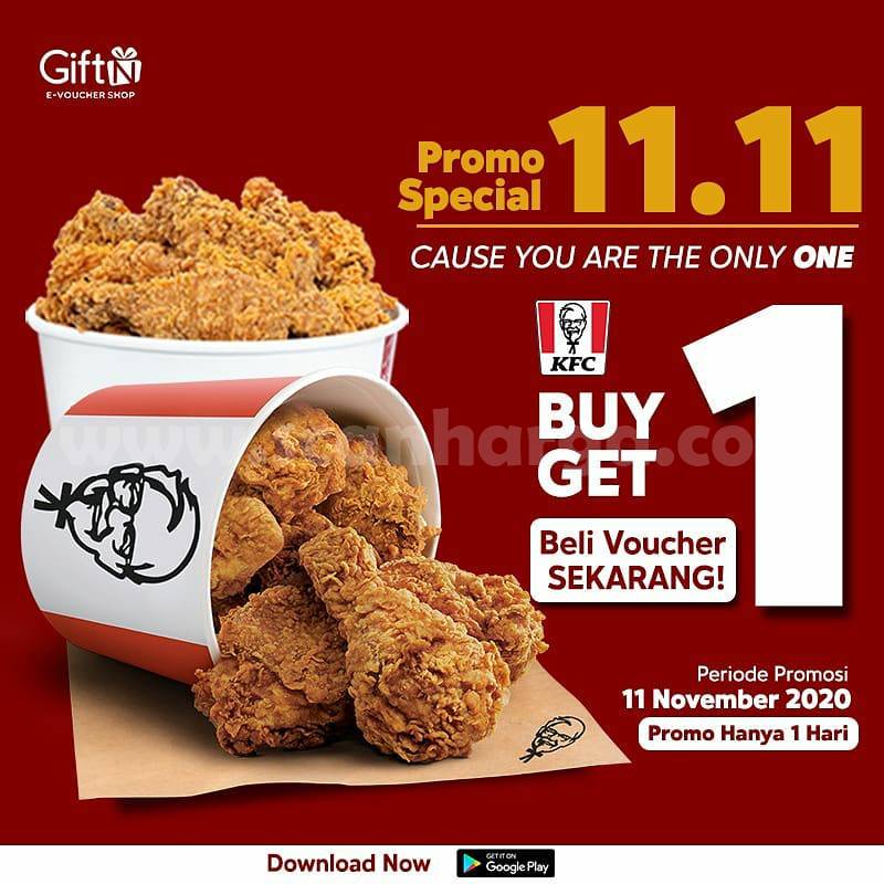 Promo KFC Spesial 11.11 Beli 1 Gratis 1 dengan Voucher GiftN* - scanharga