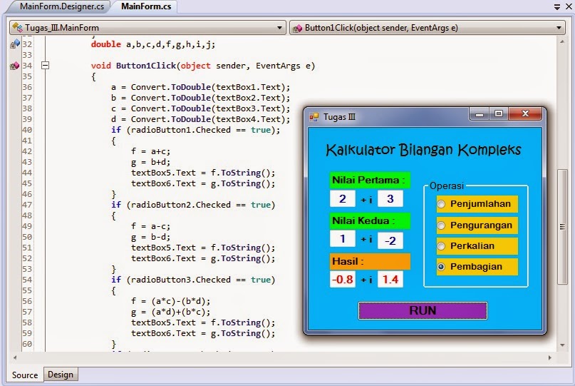 Mechatronic Membuat Program Bilangan Kompleks Pada C