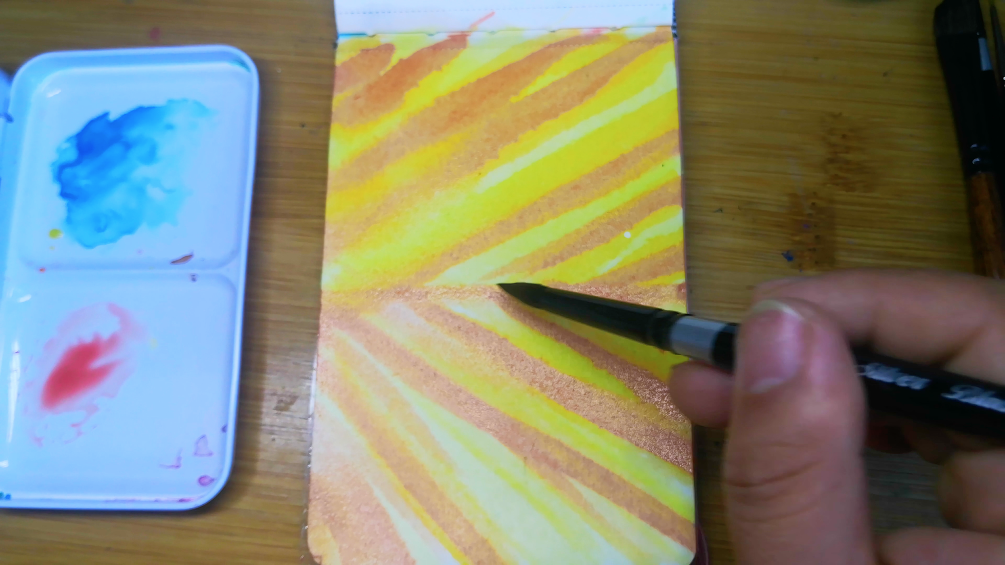 How to draw watercolor pink sunset step by step tutorial easy for begginer