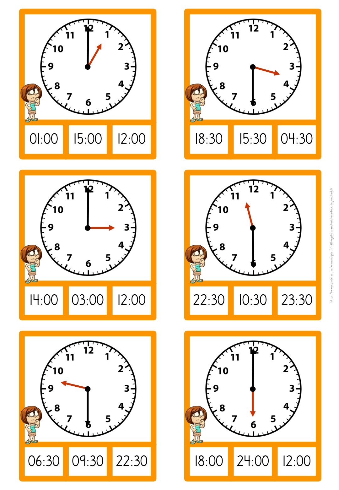 Matemática: Pareamento em horas - Atividades para imprimir - Atividades ...