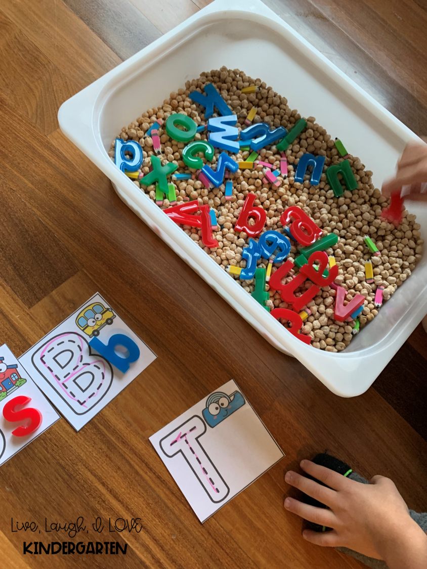 My girls were given these school themed letter tracing cards . Each ...