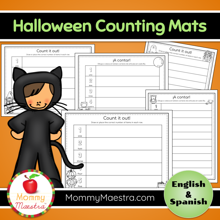 Mommy Maestra: Freebie: Bilingual Halloween Counting Mats