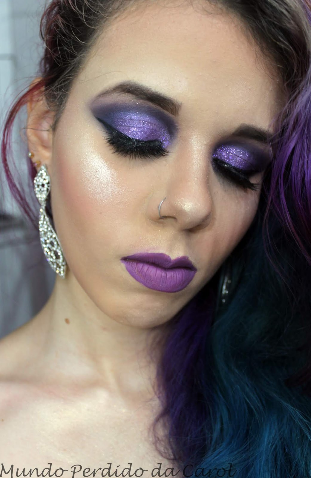 Mundo Perdido da Carol: Tutorial de Make: Roxo Glam