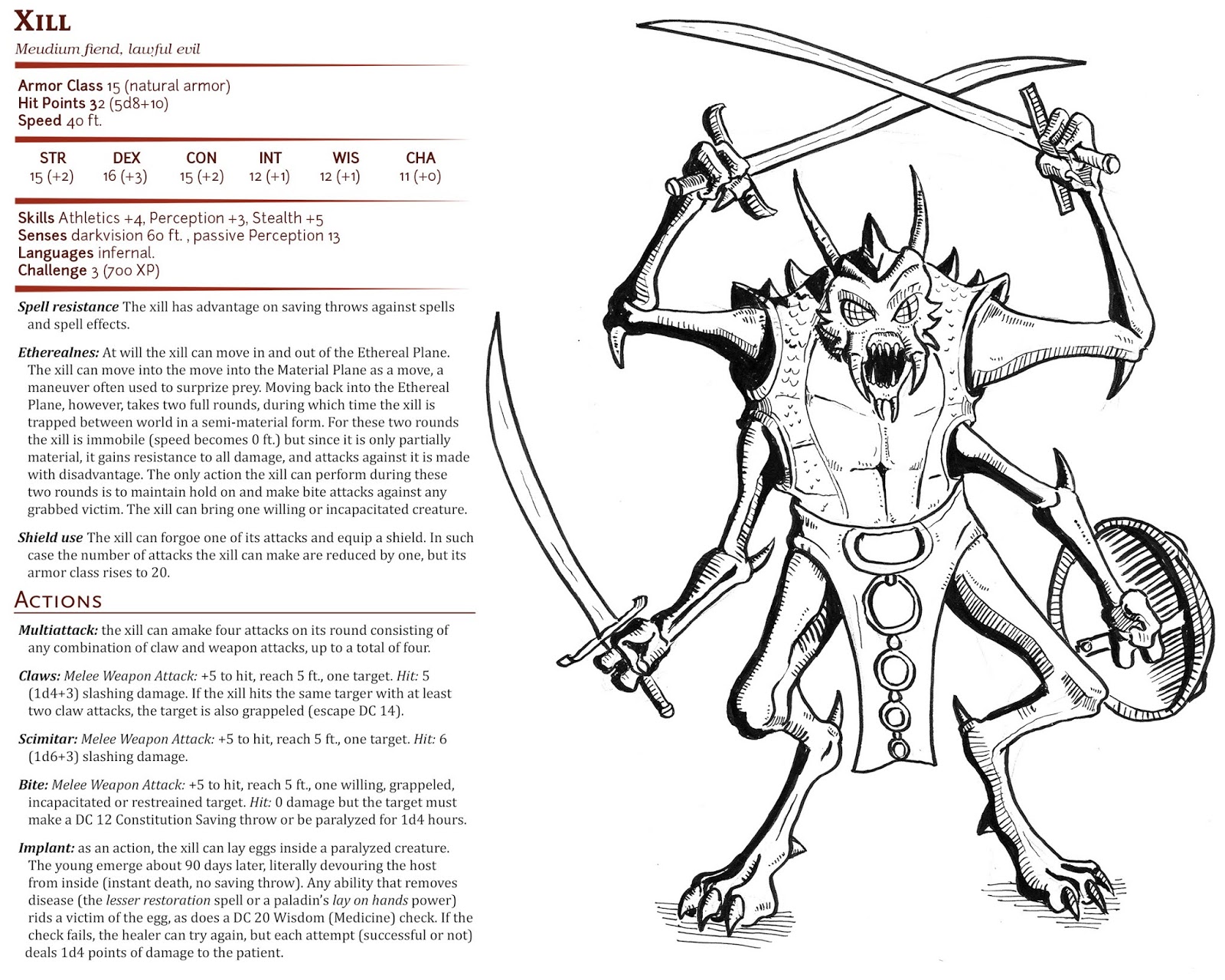 Inktober Monstrosities: X for Xill