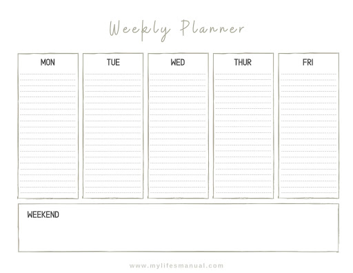 Weekly Planner Printables - Mylifesmanual