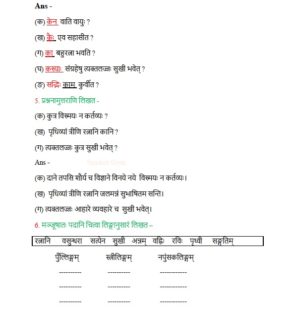 NCERT Solutions for Class 7 Sanskrit Chapter 1 सुभाषितानि
