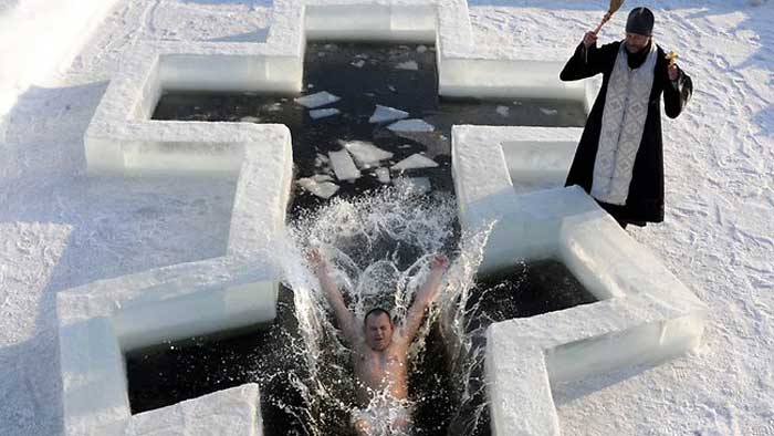 Nothing To Do With Arbroath: Russians celebrate Epiphany with icy bath