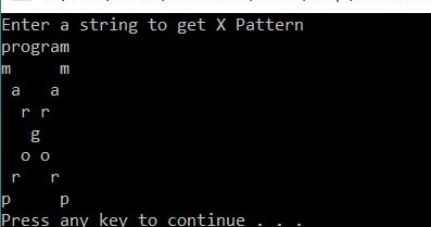 All C Programs: Program 260: Program to print String in X Pattern ...
