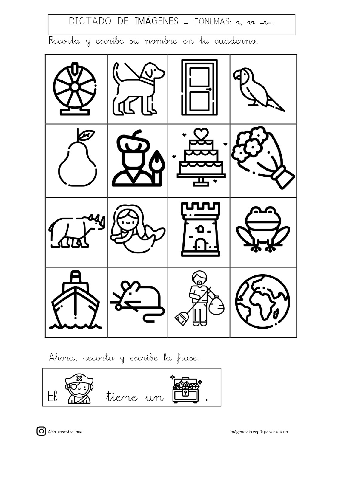 Tizas de colores: DICTADO DE IMÁGENES - SONIDOS R, RR, -R-