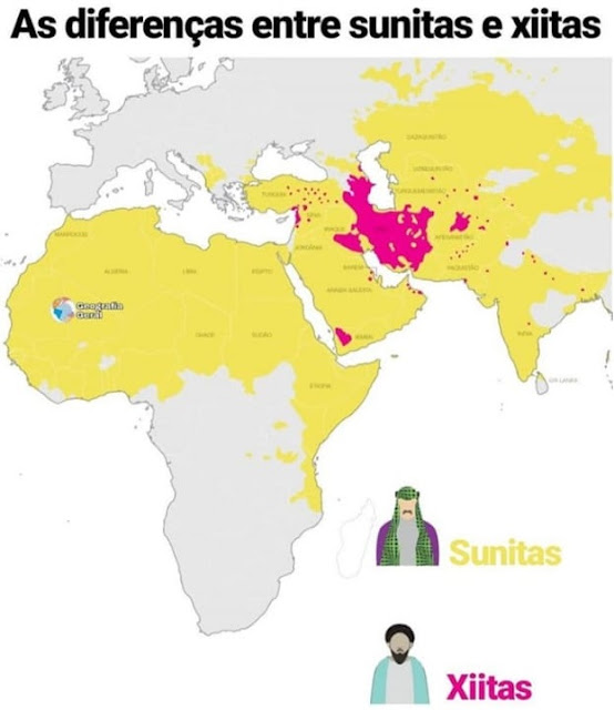 Professor Wladimir - Geografia: MAPA_Diferenças entre Sunitas e Xiitas