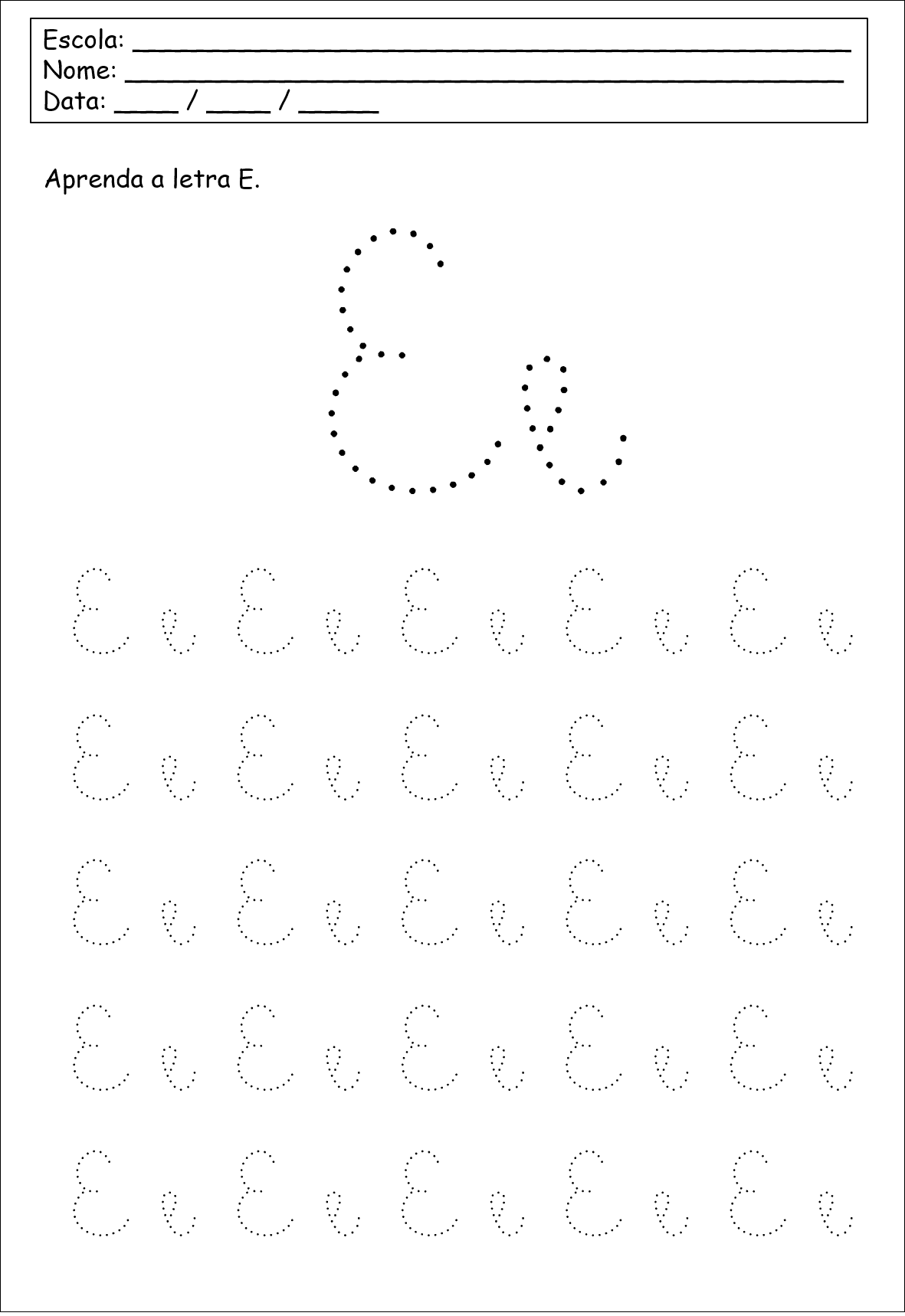 Atividade com letra E