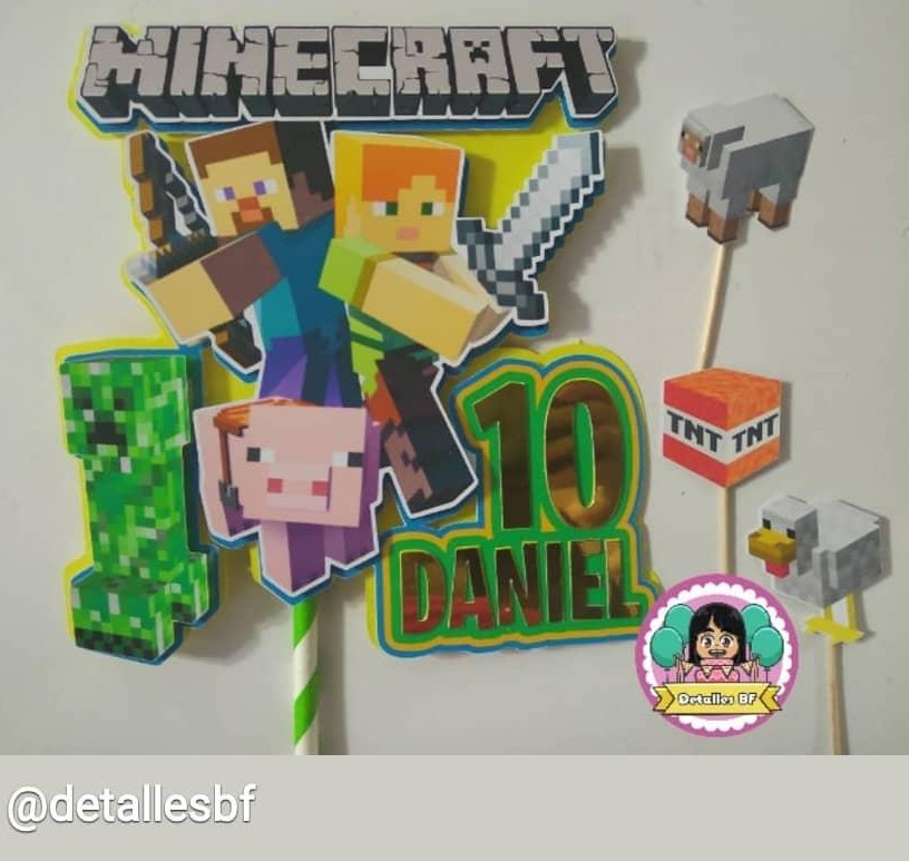 Topper 3D Minecraft Daniel 10 - Mis Toppers Tus Toppers