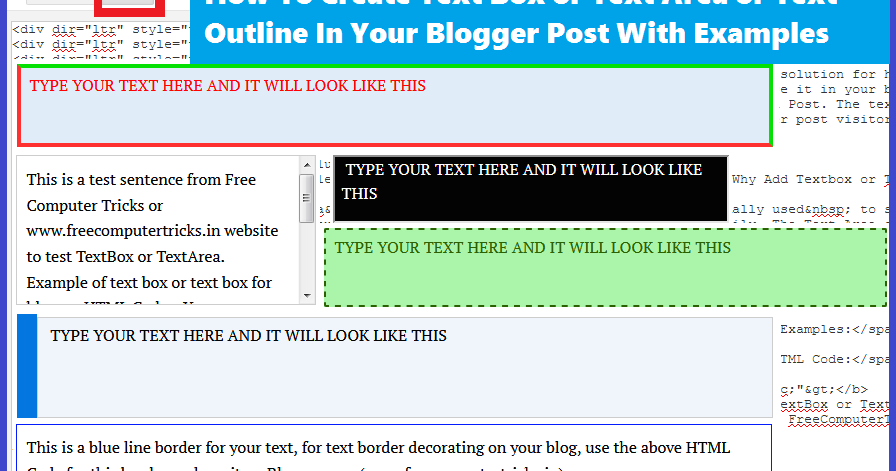 How To Create a Text Box or Text Area In Your Blogger Post With ...