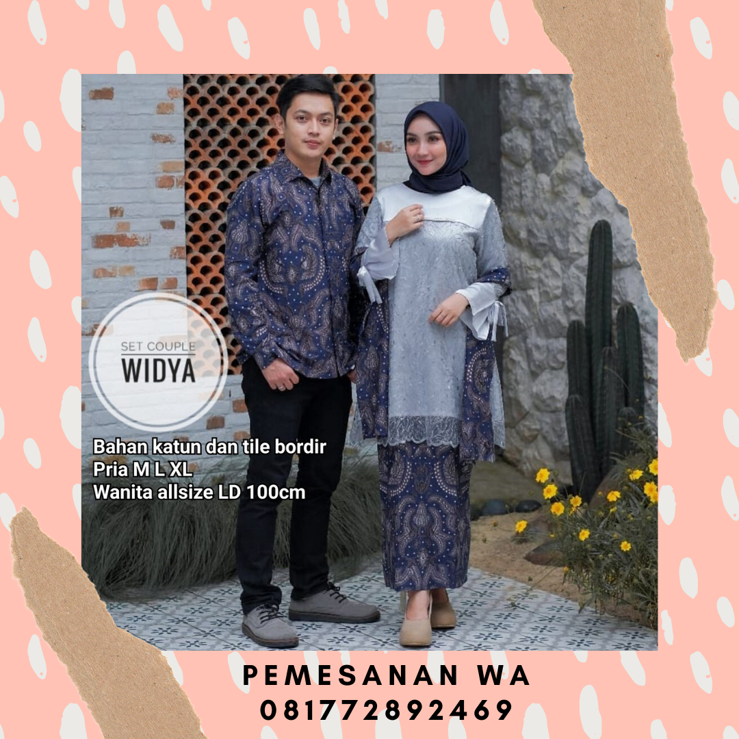 Setelan Dress Kebaya Batik Couple Tunik Sarimbit Kombinasi Broklat ...