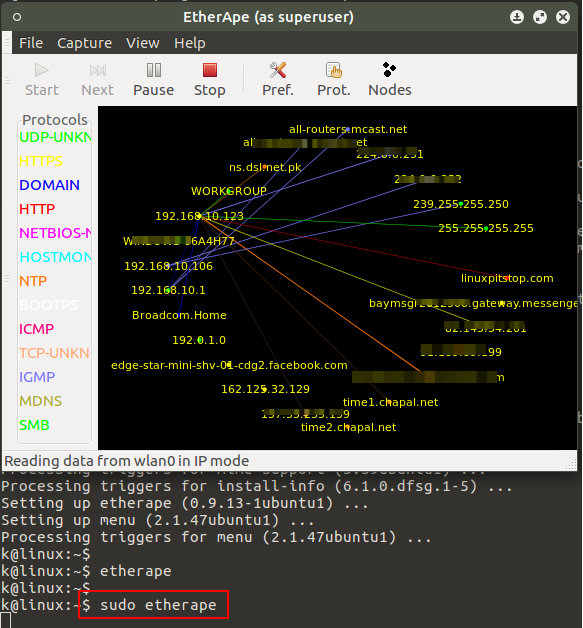 Memantau Jaringan melalui Etherape