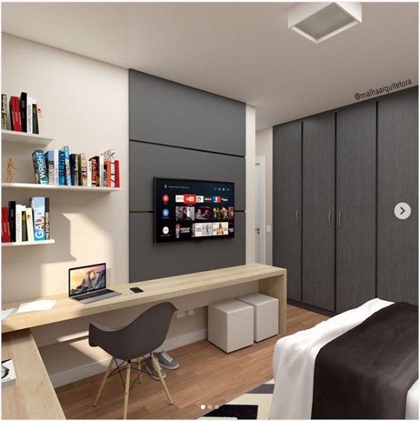 Modern Home Office with TV